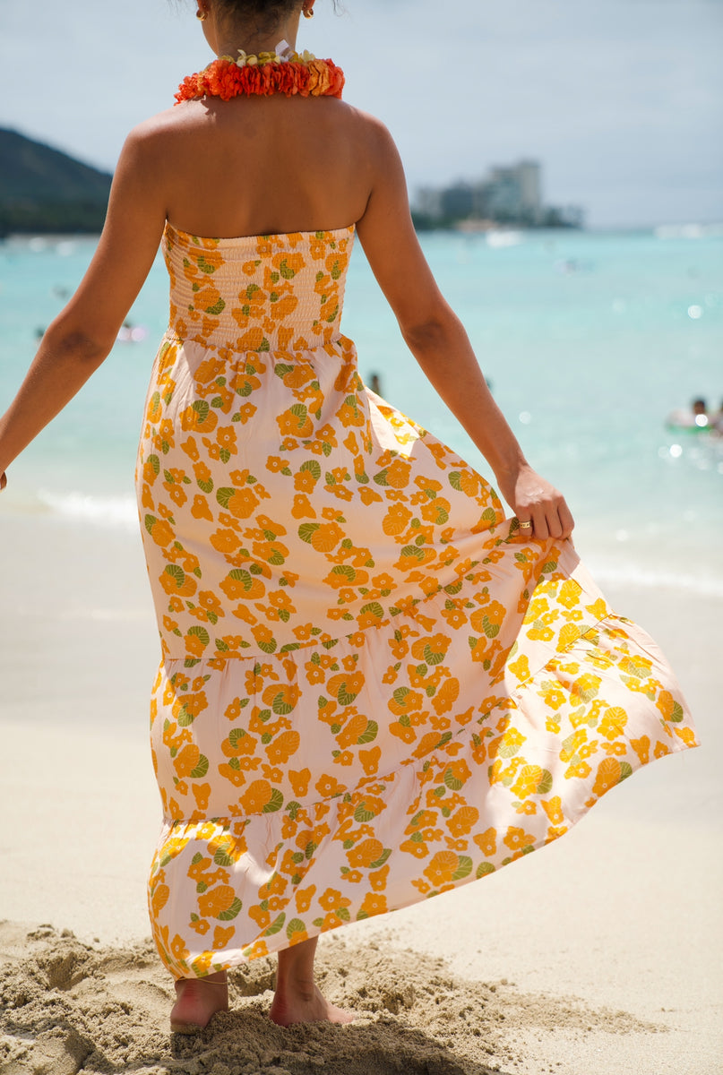 Maile Strapless Dress in ‘Ilima – EHA Culture